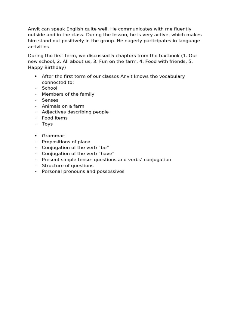 Anvit Can Speak English Quite Well | PDF