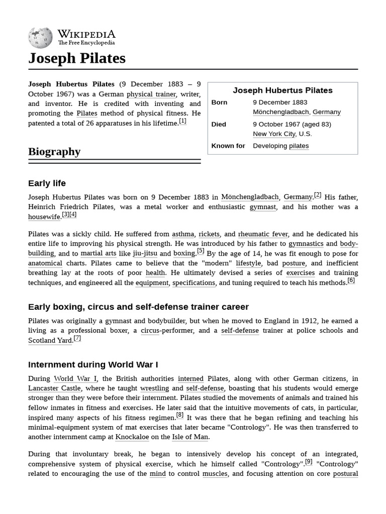 Joseph_Pilates | PDF | Pilates | Physical Exercise