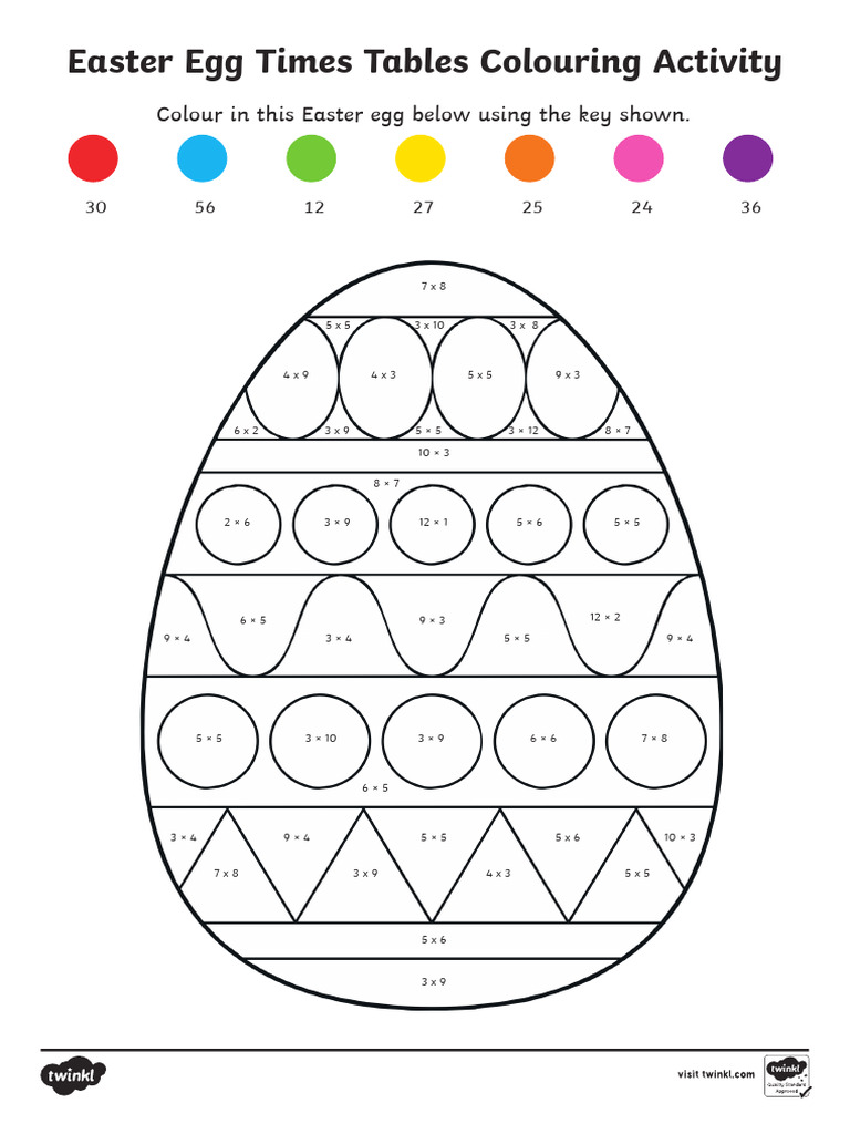 Roi2 Re 165 Times Tables Easter Egg Colouring Activity Sheet - Ver - 1 ...