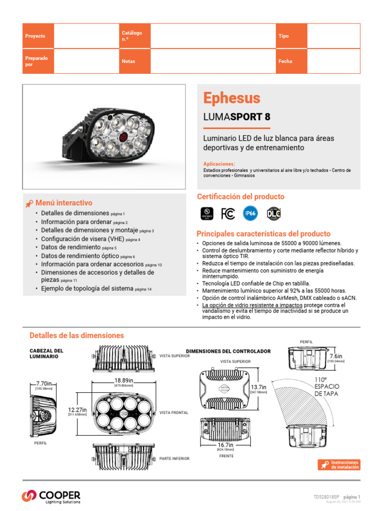 Luminario LED Ephesus LUMASPORT 8 | PDF | Diodo emisor de luz ...