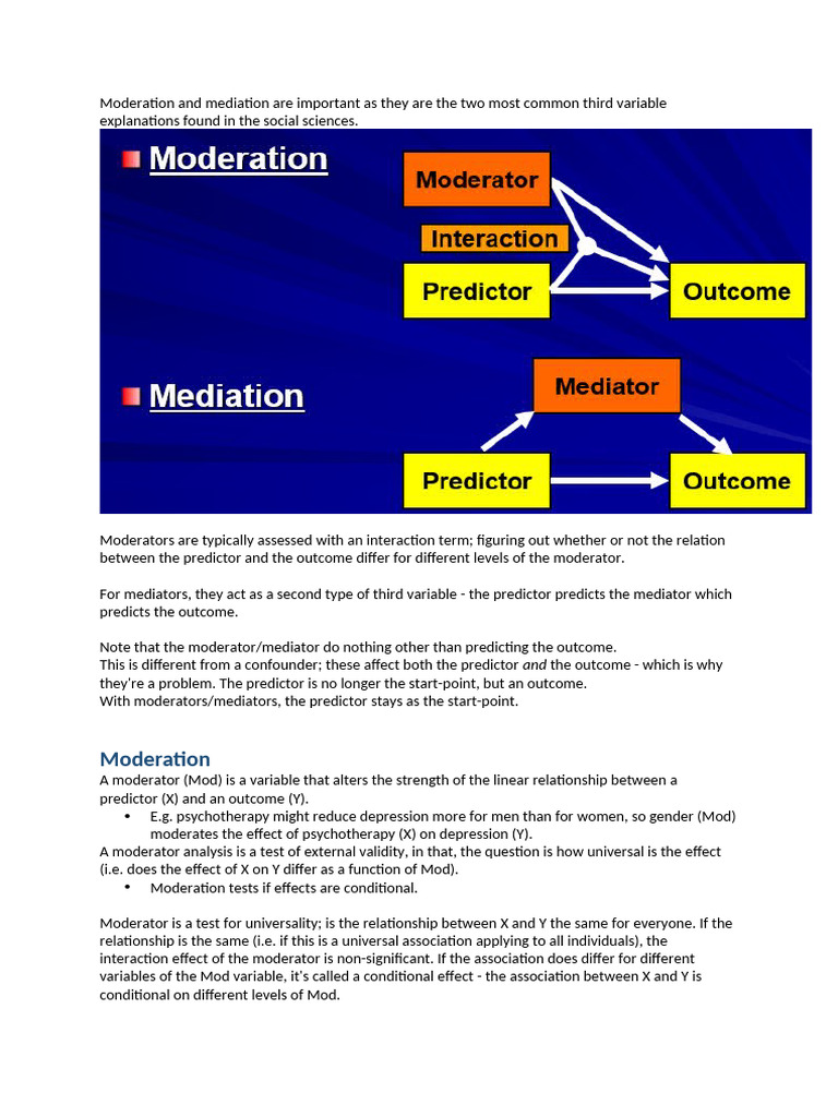 Understanding Moderation and Mediation | PDF | Categorical Variable ...