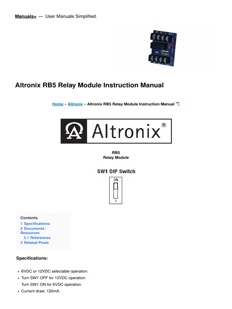 Rb5 Relay Module Manual | PDF