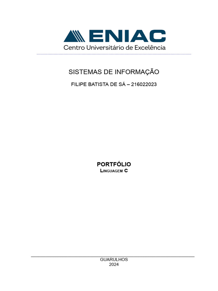 Portfólio - Linguagem C | PDF
