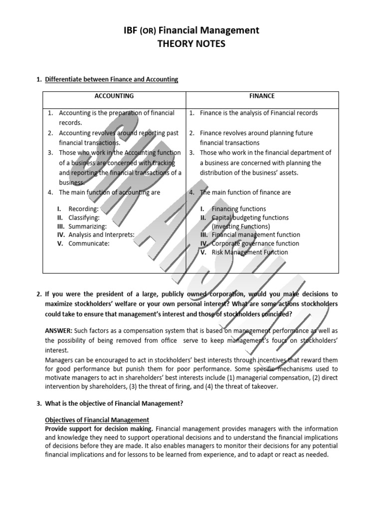 IBF AND FM THEORY 21nov2024 | PDF | Internal Rate Of Return | Option (Finance)
