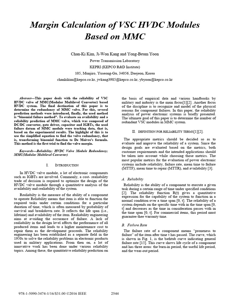 Margin Calculation of VSC HVDC Modules Based On MMC | PDF | Reliability ...