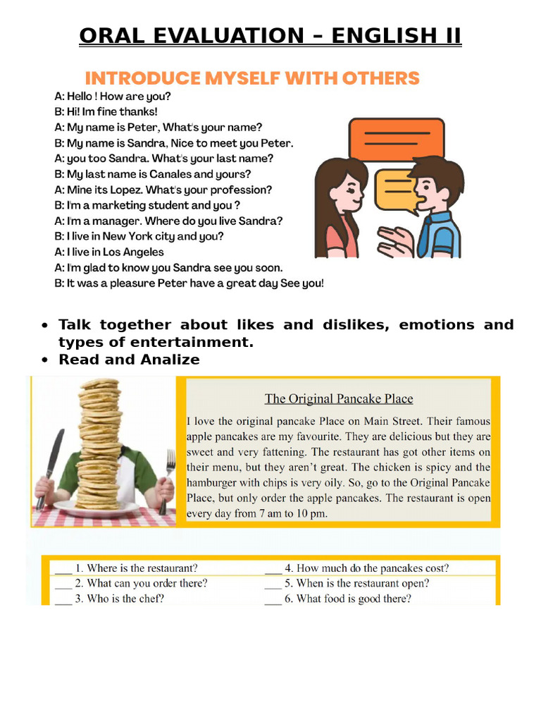 English II Oral Evaluation Guide | PDF