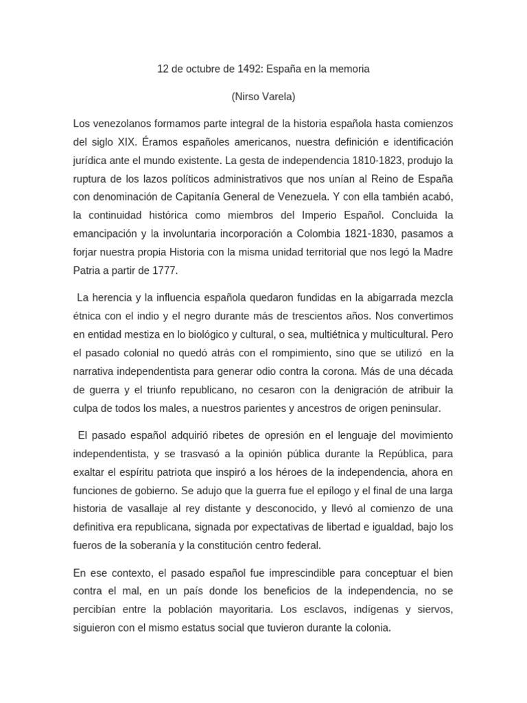 12 de Octubre de 1492 | PDF | España | Venezuela