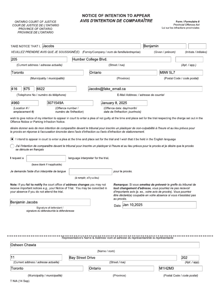 Notice of Intention to Appear | PDF