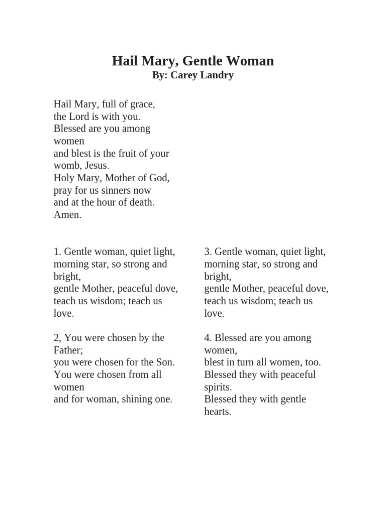 Hail Mary, Gentle Woman Carey Landry | PDF