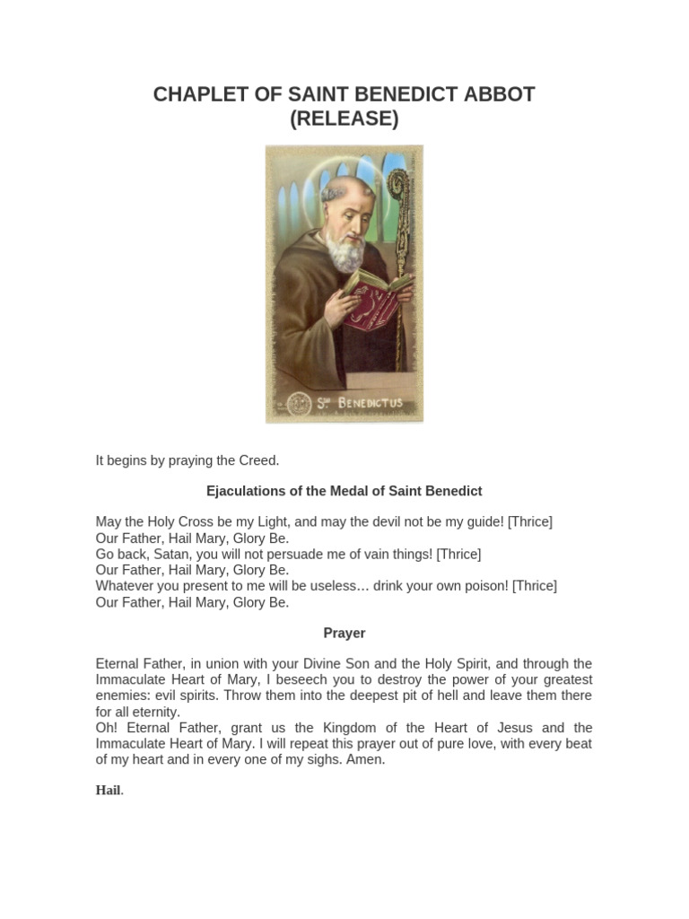 Saint Benedict Chaplet Prayer Guide | PDF | God The Father | Mercy