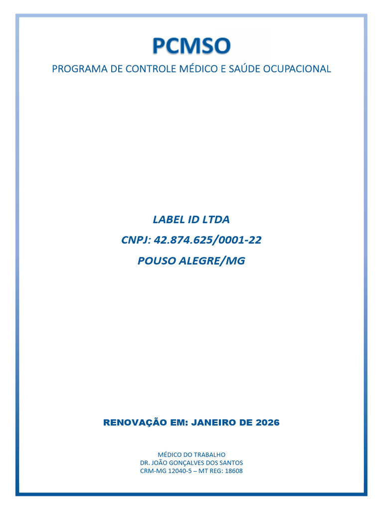 Pcmso - Label 0125 Assinado | PDF | Laboratórios