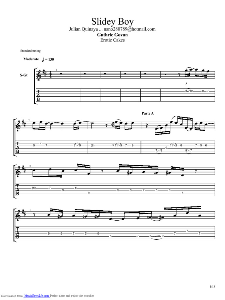 Guthrie Govan-Slidey Boy | PDF | Musicology | Chordophones