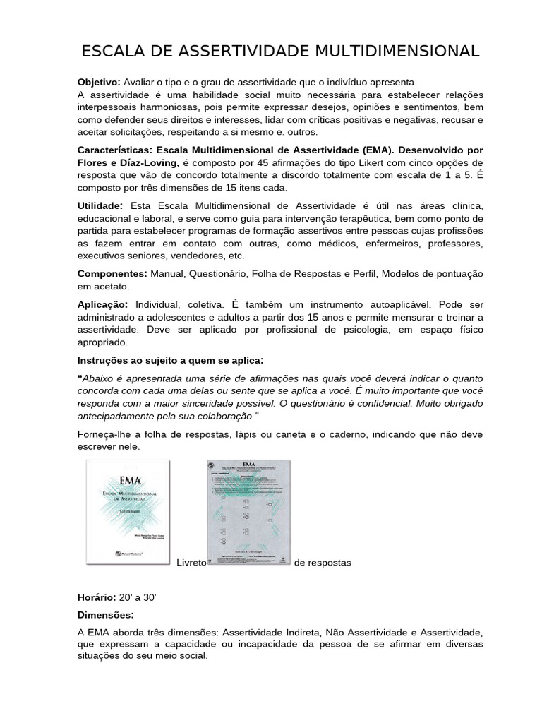 Escala de Assertividade Multidimensional | PDF | Atitude (Psicologia) | Psicologia