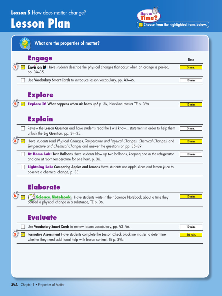 Grade 5 Properties of Matter Lesson Plan | PDF