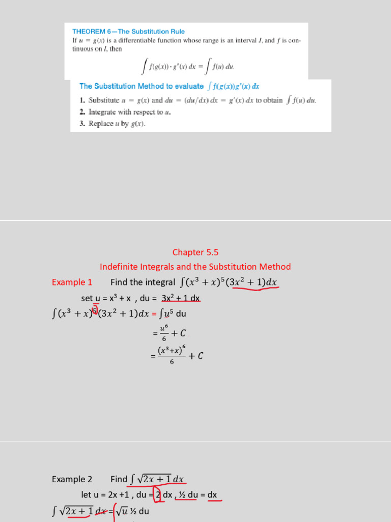 Indefinite Integrals & Substitution Method | PDF | Mathematical ...