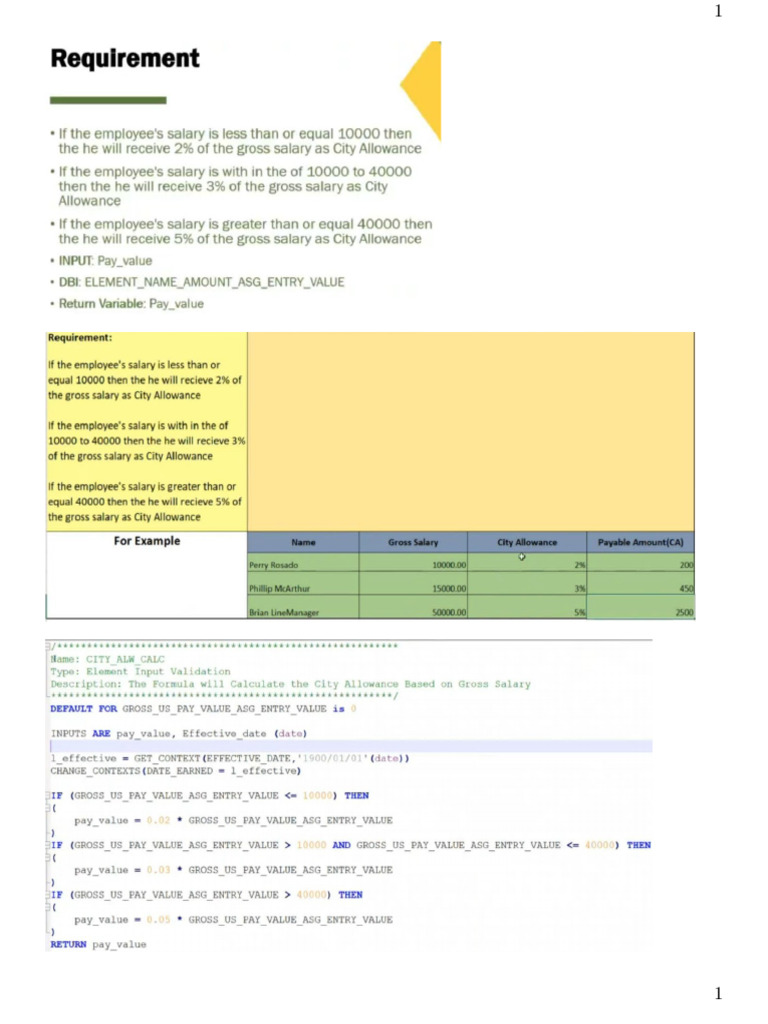 City Allowance Calculation Formula | PDF