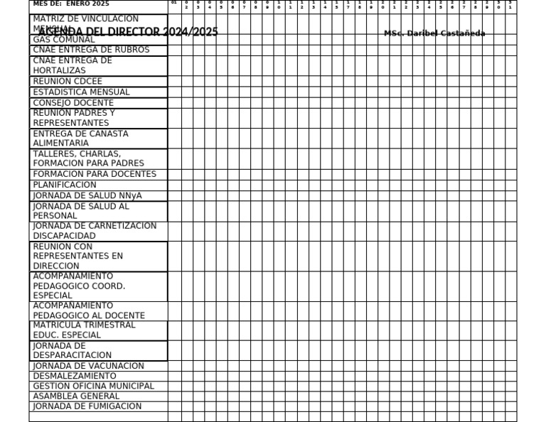 Agenda Directiva Enero 2025 | PDF