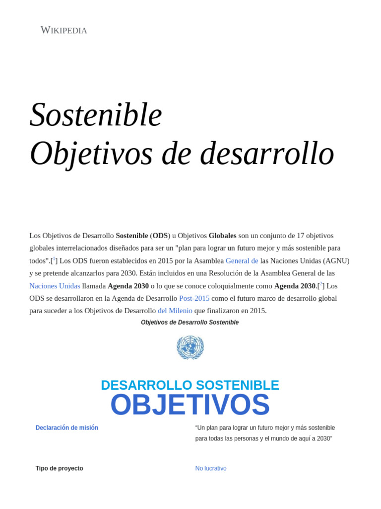 Objetivos de Desarrollo Sostenible | PDF | Sustentabilidad | Economias
