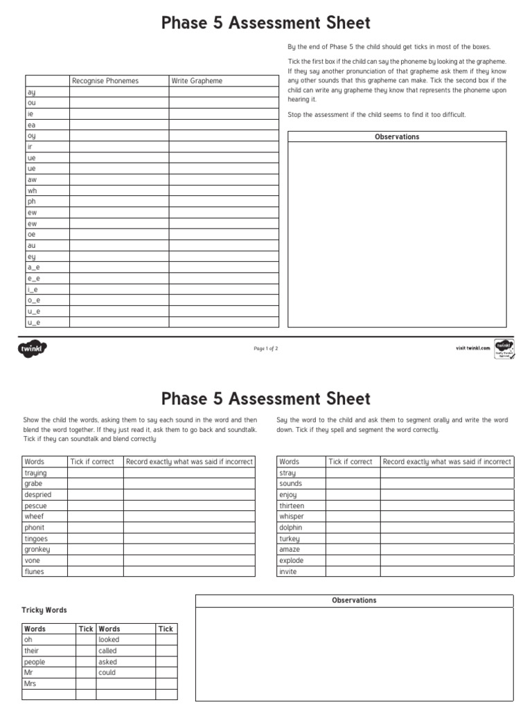 Phase 5 Phonics Assessment Guide | PDF | Orthography | Written ...