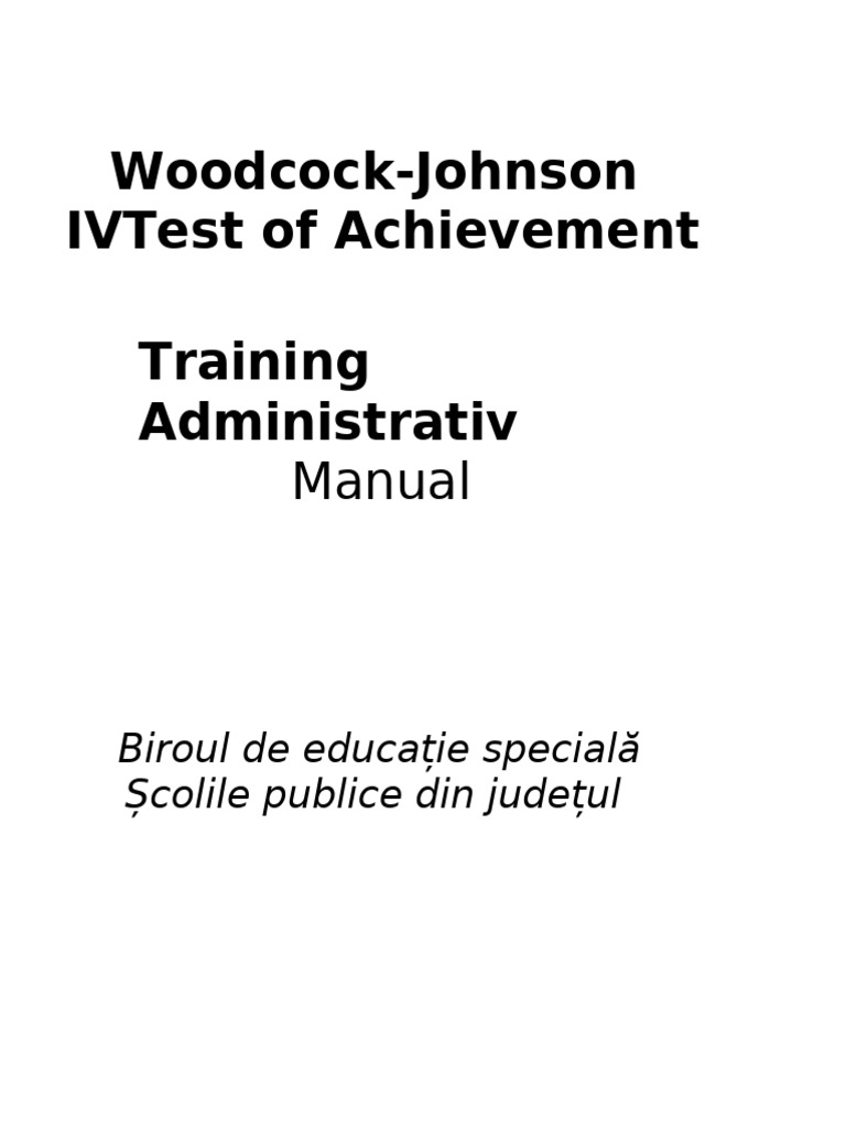 Manual de Instruire Woodcock-Johnson IV PDF | PDF