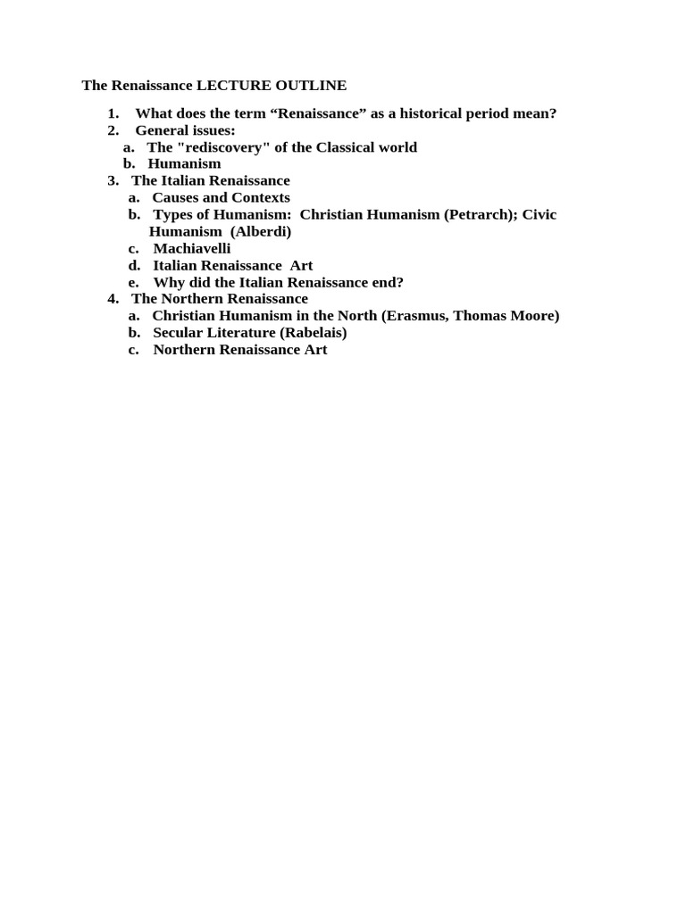 The Renaissance Lecture Outline | PDF