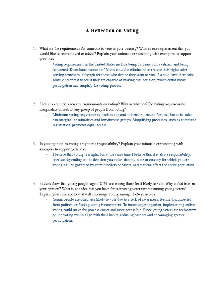 3.05A A Reflection On Voting | PDF