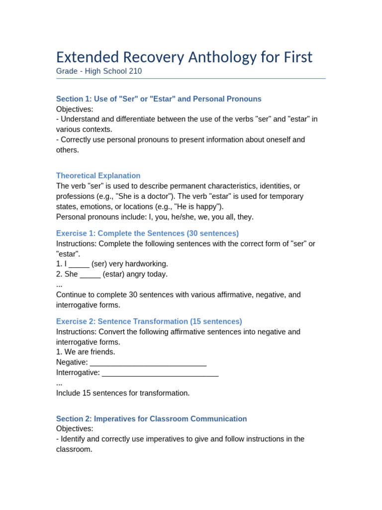 Extended Recovery Anthology High School210 English | PDF | Zoo ...