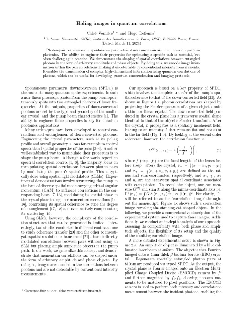 2403.05166v1-Quantum Correlations | PDF | Interferometry | Photon