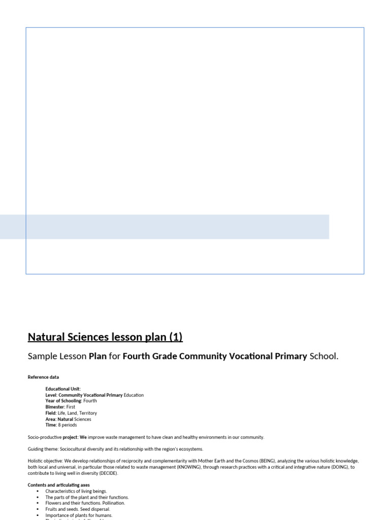 8 LESSON PLAN - NATURAL SCIENCES 4th Grade Primary | PDF | Climate ...