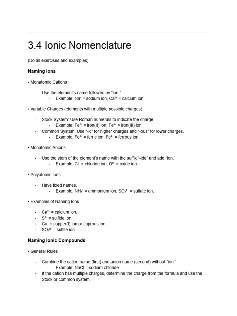 3.4 Ionic Nomenclature | PDF