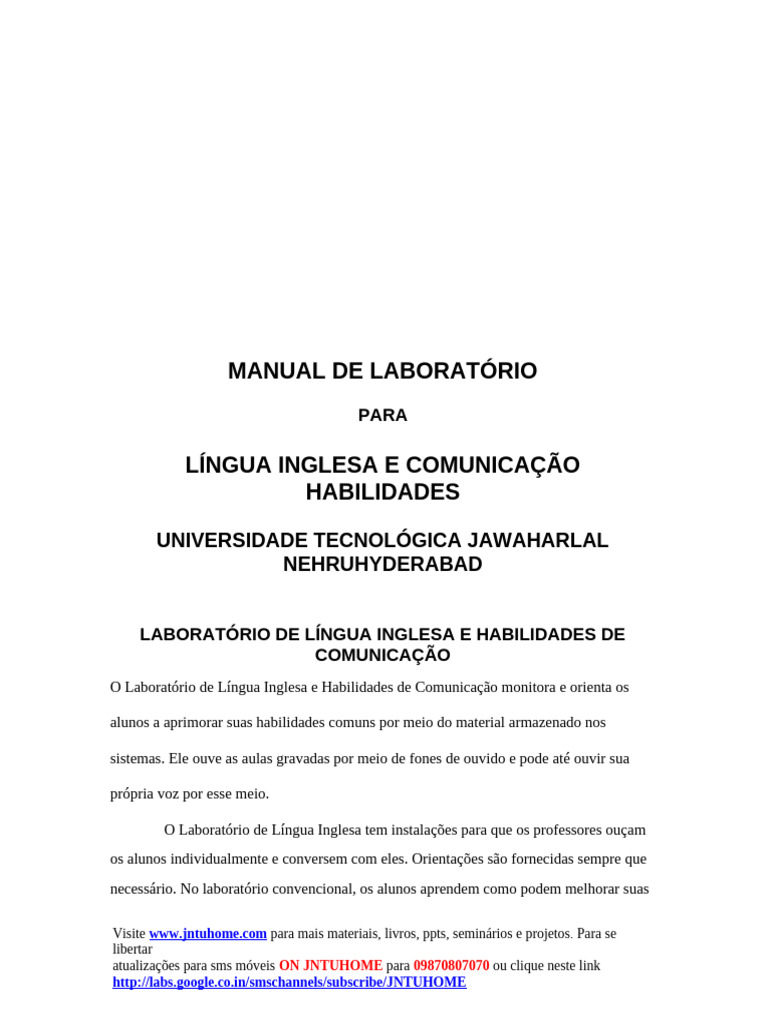 Manual de Laboratório de ELCS Do 1º Ano de B.tech Da JNTU em Inglês ...