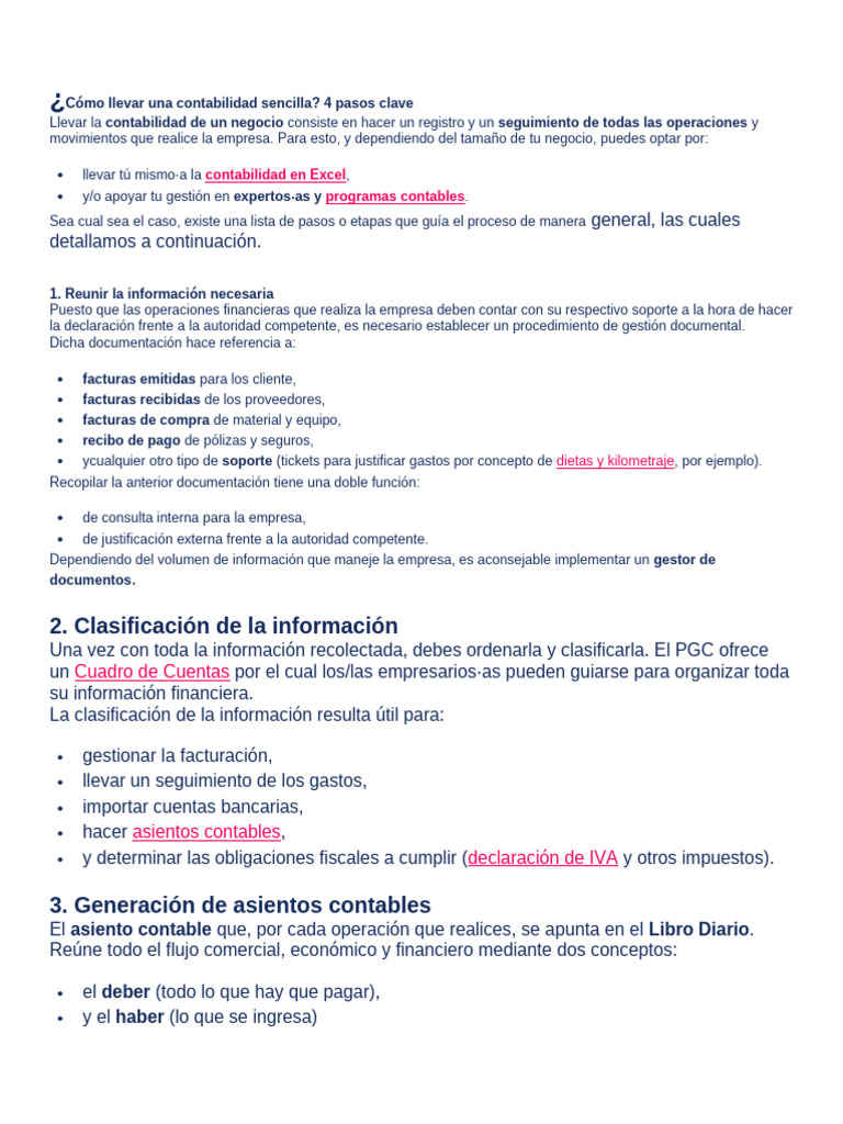 Contabilidad Sencilla en 4 Pasos Clave | PDF