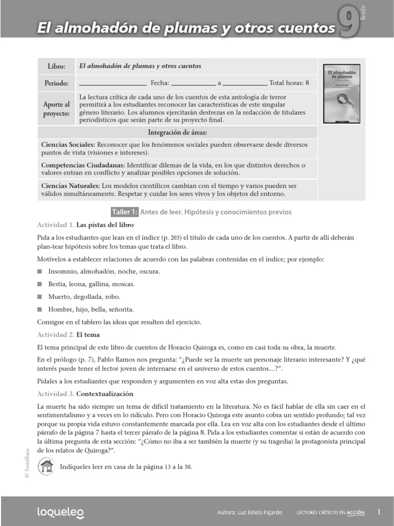 Proylect g9 El Almohadon de Plumas Pages | PDF | Cuentos | Suicidio