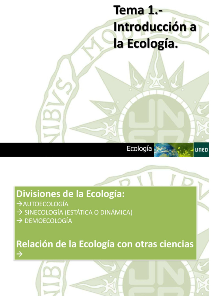 Eco - I - 1 - Introduccion A La Ecologia PDF | PDF