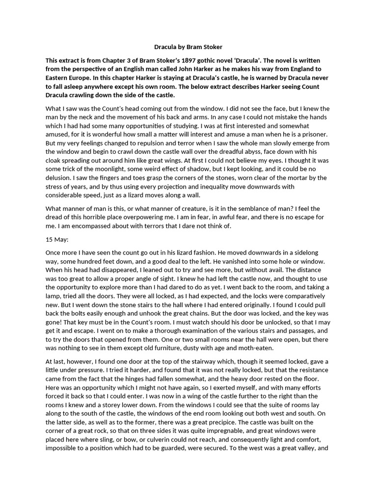 Dracula by Bram Stoker Extract HW | PDF | Count Dracula | Dracula