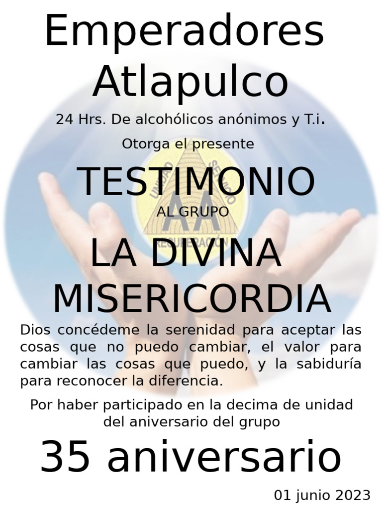Testimonio del 35 Aniversario AA Atlapulco | PDF