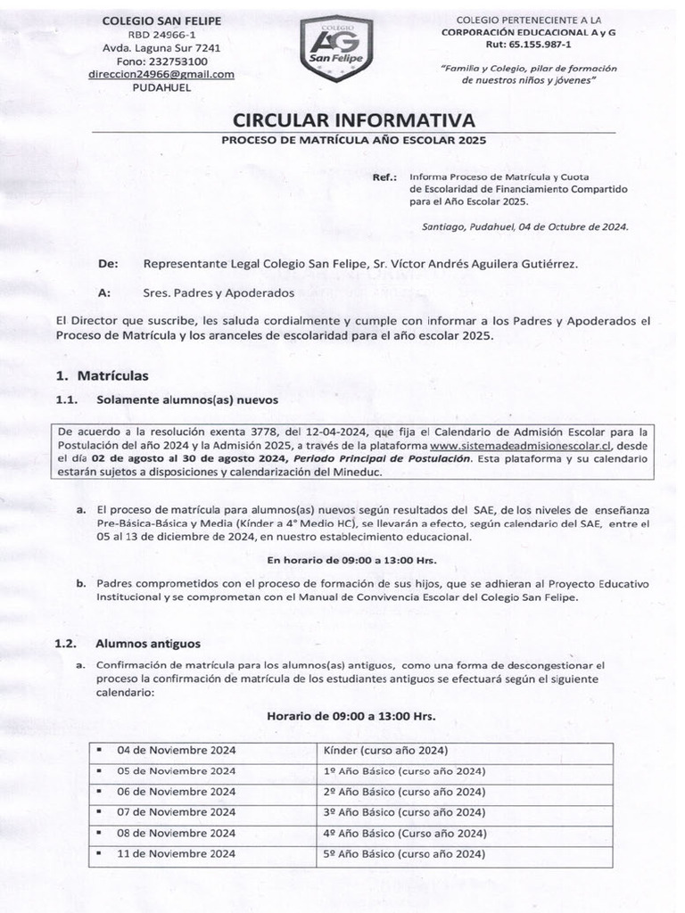 Circular Informativa 2025 | PDF