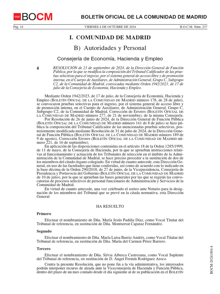 Bocm 20241004 4 | PDF | Gobierno