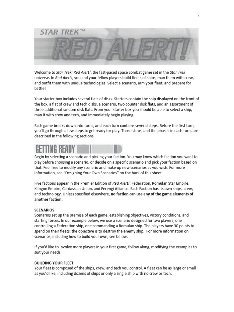 Star Trek Red Alert Rules | PDF | Torpedo | Ships