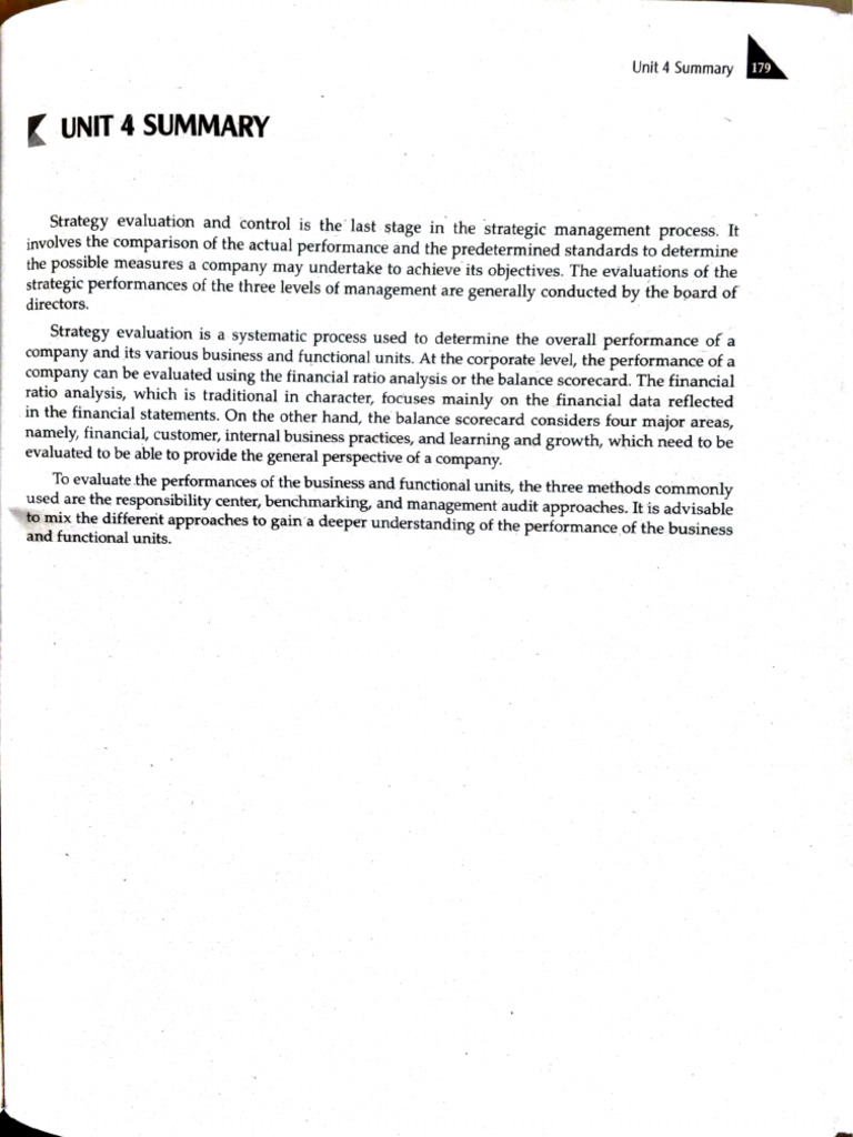 Unit 4 Strategy Evaluation and Control | PDF