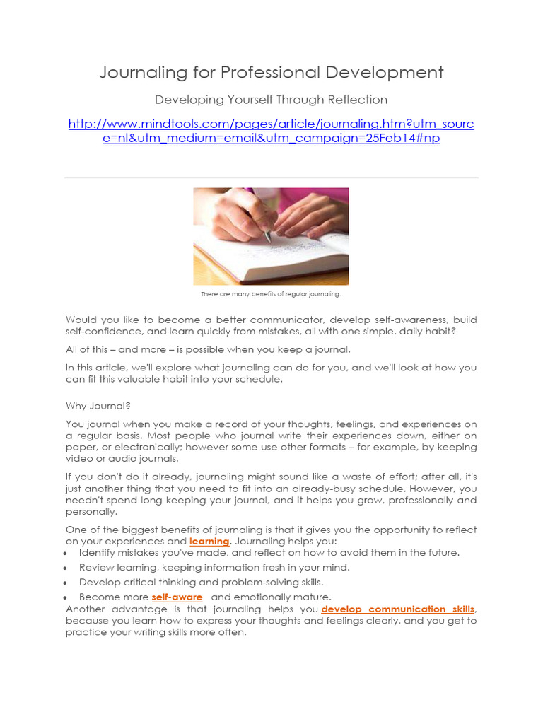 Journaling For Professional Development | PDF | Thought | Feeling