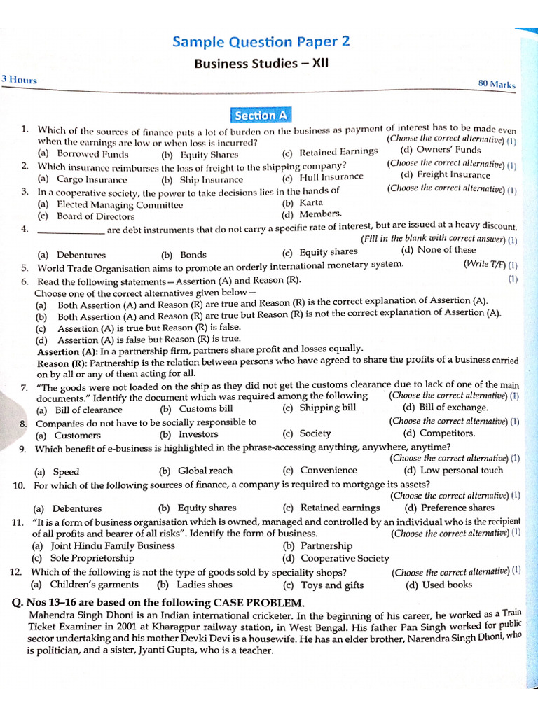 Sample Paper 2 | PDF