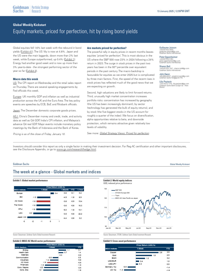 Global Weekly Kickstart - Equity Markets, Priced For Perfection, Hit by ...