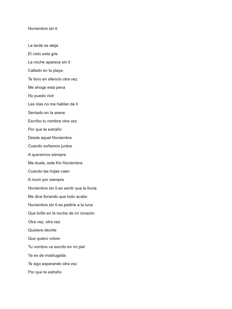 Noviembre Sin Ti - Reik | PDF