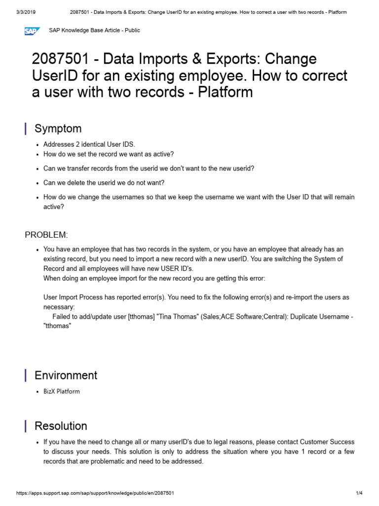 Data Imports & Exports - Change UserID For An Existing Employee. How To ...