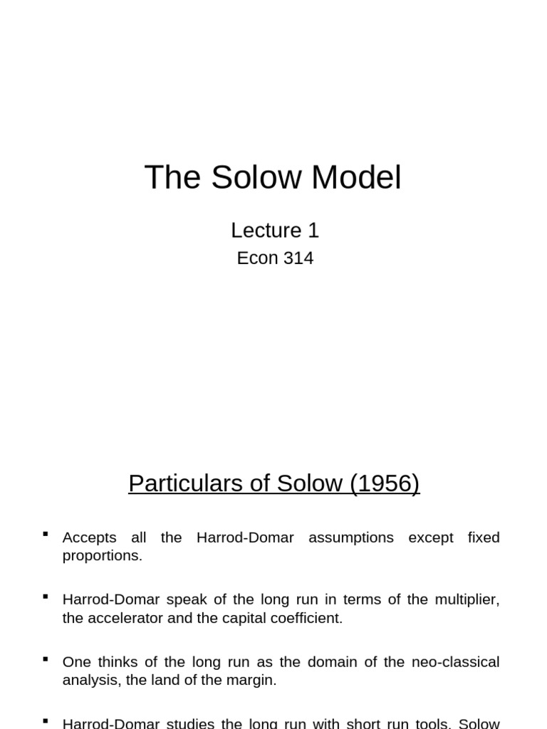 Solow Growth Model Overview | PDF | Production Function | Labour Economics