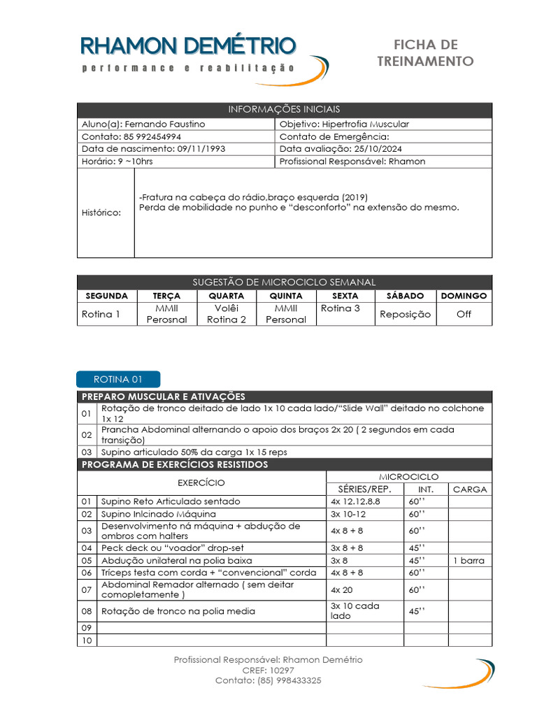 Fernando Faustino 21.10.2024 | PDF | Musculação | Treinamento de força