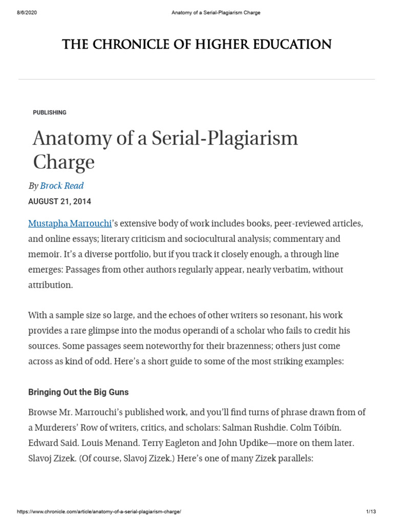 Anatomy of A Serial-Plagiarism Charge | PDF