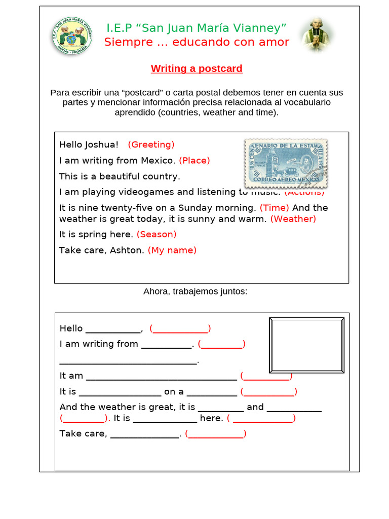 Writing a Postcard: A Guide | PDF