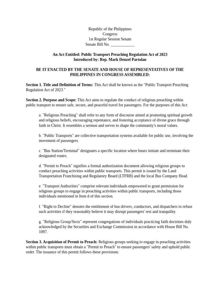 SAMPLE BILL | PDF | Sermon | Government